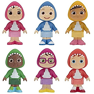 CoComelon 6 Figure Family and Friends Shark Theme Pack - Includes JJ, Nico, Cody, Nina, Bella and Cece in Shark Hoodies - Toys for Kids and Preschoolers