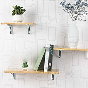 PIBM Stylish Simplicity Shelf Wall Mounted Floating Rack Shelves Solid Wood Clapboard Triangular Bracket Multifunction Easy to Wipe Foldable,3 Sizes, Wood ,