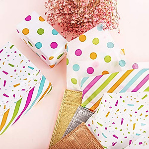 Whaline Tissue Paper Bulk Dots Stripe Wrapping Paper Rainbow Art Paper for Birthday DIY Party Crafts Weddings (60 Sheets, 3 Styles)