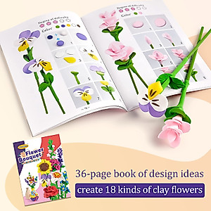Drama Planet Flower Craft Kit for Kids, Make Your Own Flower Bouquet with Air Dry Clay, Arrange Clay Flowers & Create Personalized Art, Great Gifts for Girls
