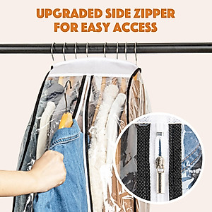 BAMALU 4 Packs 40" Clear Garment Bags for Hanging Clothes, 10" Gusseted Garment Bags for Closet Storage,Clean and tidy Plastic Garment Bags Covers for Coats, Dresses, Jackets