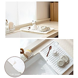 COELO Kitchen Utility Draining Board｜Light Weight, Space Efficient, Dishwashing Water Drainer, Drying Dish Rack Tray for Sink Kitchen Essential Accessory(White)