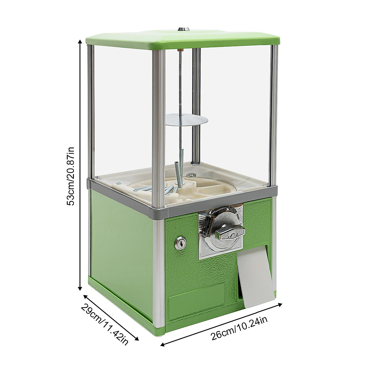 CNCEST Vending Machine, 20.87" Height Candy Gumball Machine, Huge Load Capacity Gumball Bank, Candy Vending Machine for 1.77-1.97in Gadgets, for Game Stores and Retail Stores (Green)