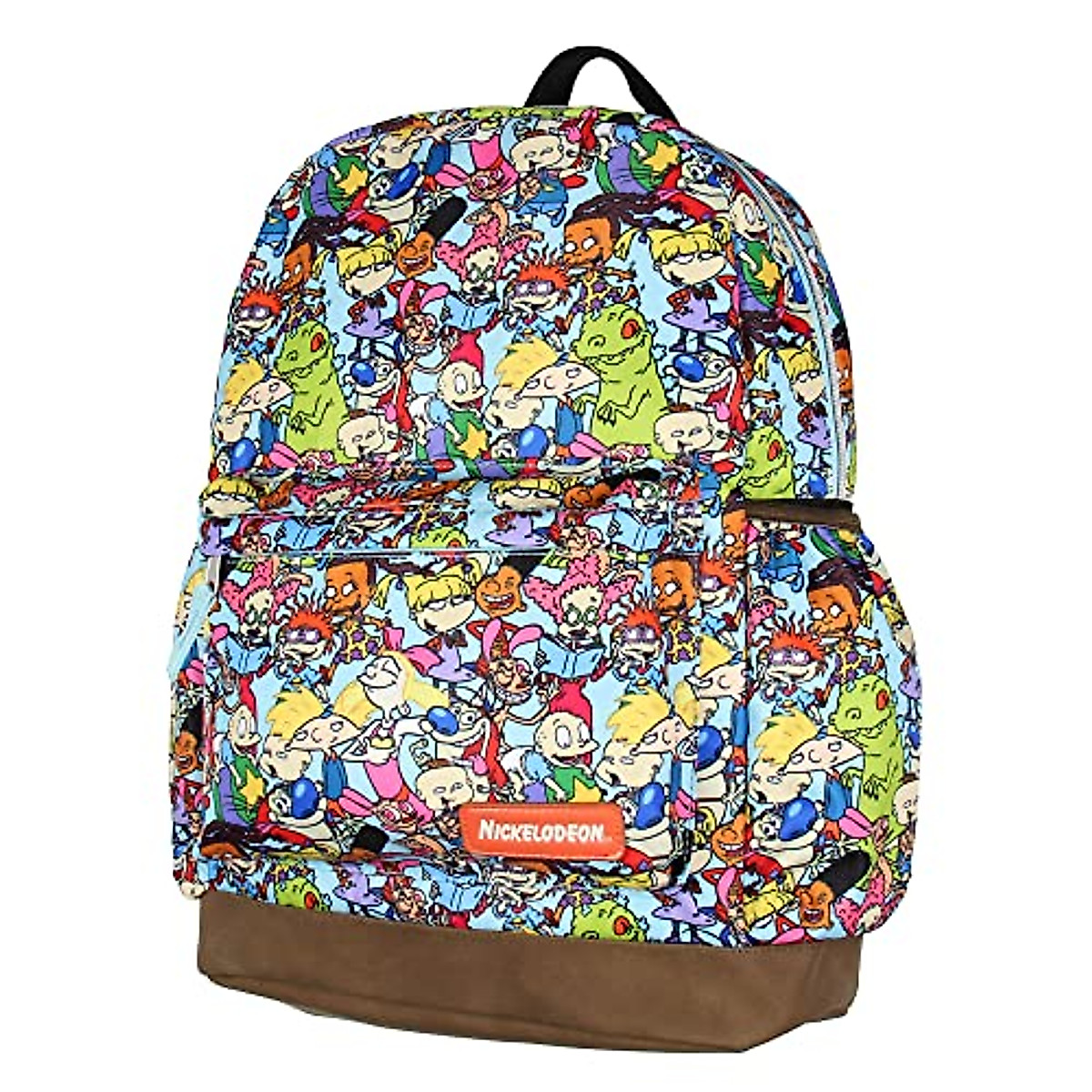 INTIMO Nickelodeon '90s Cartoon Rugrats Ren and Stimpy School Travel Backpack With Faux Leather Bottom