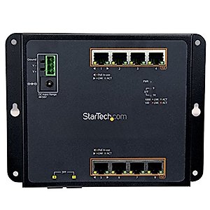 StarTech.com Industrial 8 Port Gigabit PoE+ Switch w/2 SFP MSA Slots - 30W - Layer/L2 Switch Hardened GbE Managed - Rugged High Power Gigabit Ethernet Network Switch IP-30/-40 C to 75 C, TAA