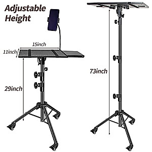 PPH-Sisy Projector Stand with Wheels,Foldable Laptop Tripod Adjustable Height Projector Tripod Stand 29 to 73 Inch with Removable Mouse Tray and Phone Holder for Office ,Home, DJ Racks