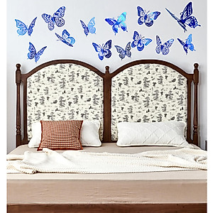 JOSDIOX Sapphire Blue 3D Butterfly Wall Stickers 48 Pcs 4 Styles 3 Sizes, Removable Interior Kids Nursery Wedding Decor Butterflies Decoration Cake,Birthday Party Decorations (Sapphire Blue)