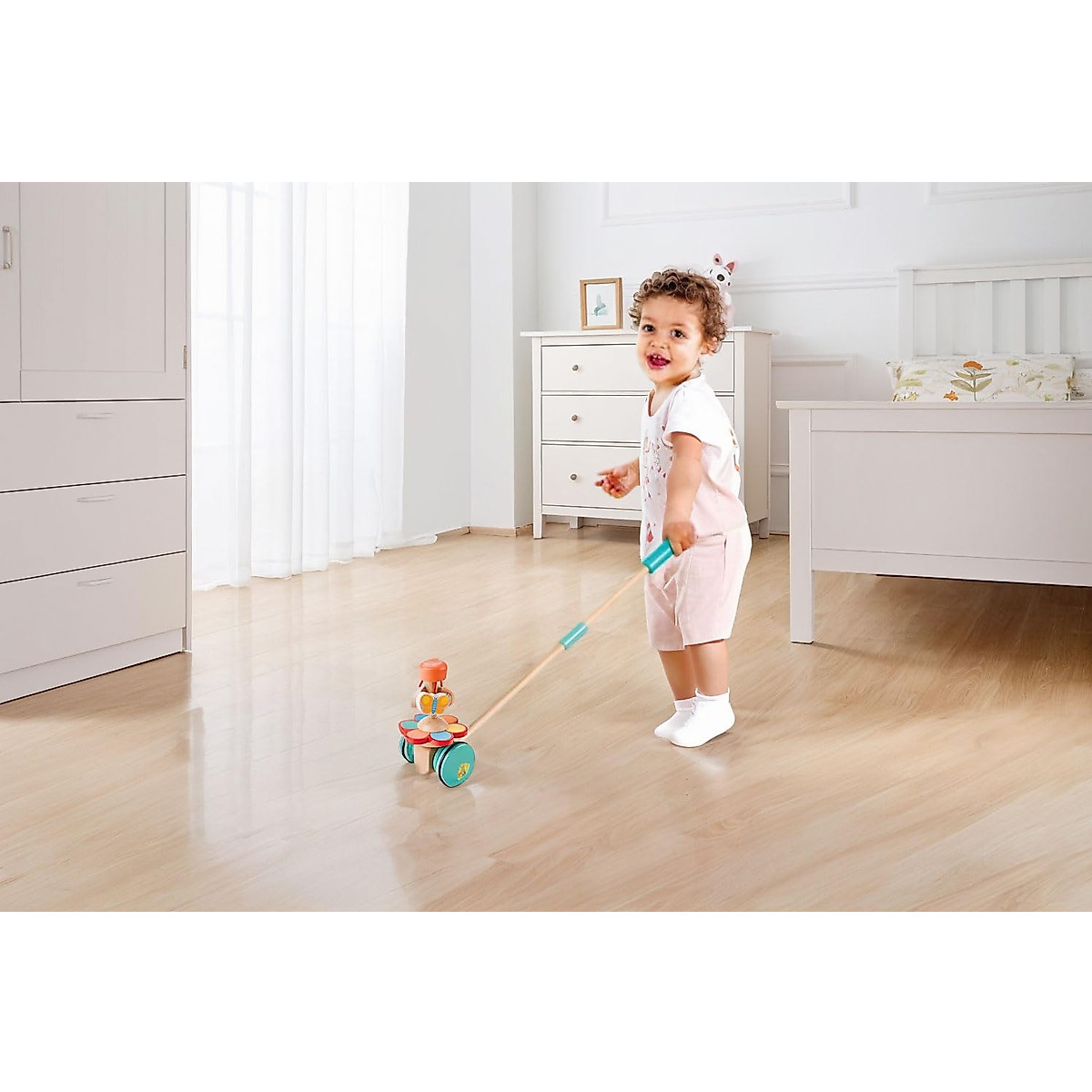 Hape Dancing Butterflies Push and Pull Toy, Assorted Colors, 12+ Months, L: 4, W: 6.9, H: 22.2 inch