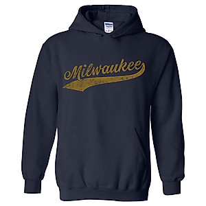 UGP Campus Apparel Milwaukee Baseball Script - Hometown Pride, Pitcher HOODIE - Large - Navy