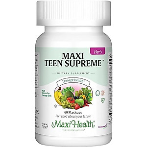 Maxi Health Teen Supreme Hers Vitamins for Teen Girls (120) - Women's Multivitamin for Energy, Immune Boost, Body & Brain Growth - Womens Multi Vitamins Including D3, Iron, Calcium, Digestive Enzyme