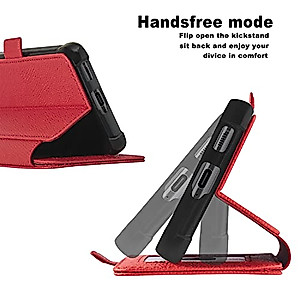 PYTWOPY Wallet Case for Galaxy S22+ Plus 5G [Credit Card Holder],[RFID Blocking],Shockproof Leather Flip Phone Case with Screen Protector Film Magnetic Clasp Kickstand Protective Cover,Red