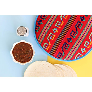 Authentic Mexican Cloth Tortilla Holder Warmer Pouch 1Pz Double Sided. Insulated Tortillera Microwave Oven Safe for Corn, Flour Taco, Burrito, Quesadilla,Bread, Roti. Tortillero Termico de Tela Red