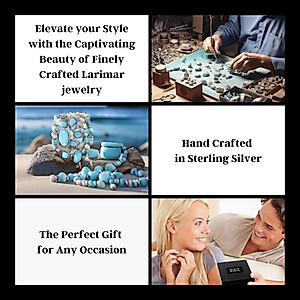 Beaux Bijoux Sterling Silver Larimar Blue Earrings for Women - Natural Larimar Jewelry - Beautiful Blue Larimar Stones - Round Hypoallergenic Stud Earrings - Unique Larimar Earrings