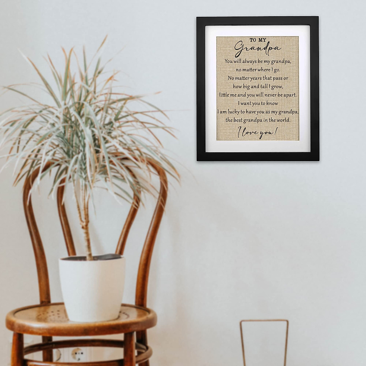 Grandpa Gifts from Granddaughter Grandson, 11" X 13" Burlap Print, Great Grandpa Fathers Day Birthday Gifts, Christmas Thanksgiving Gifts for Papa, Best Grandpa Ever Gift Ideas, I Love You Grandpa