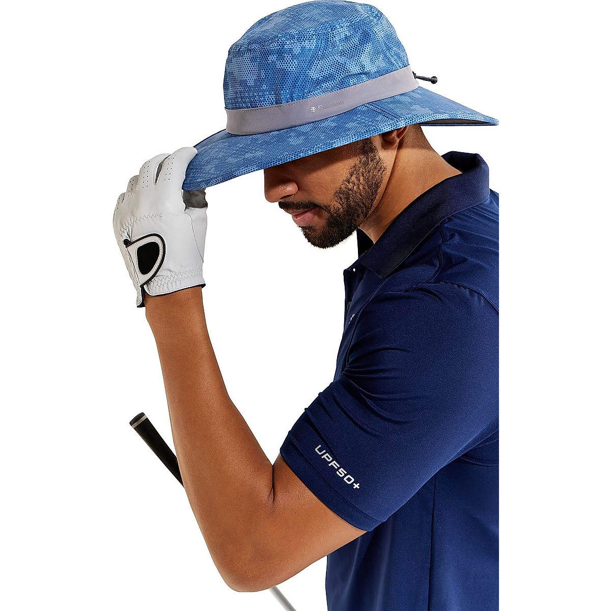 Coolibar UPF 50+ Men's Women's Fore Golf Hat - Sun Protective (Medium/Large- Blue Digital Camo)