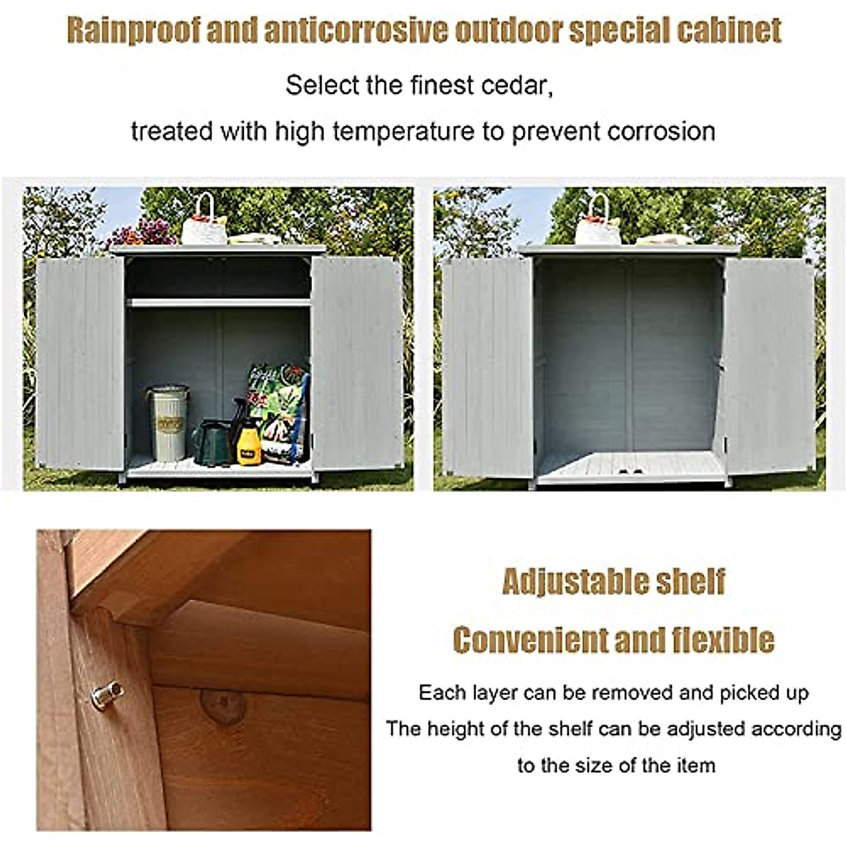 MUWIZ Outdoor Storage Shed, Storage Shed and Tool Shed Garden Rainproof Box, Table Waterproof Sunscreen Farm Tools Garden Balcony Storage Arrangement Cabinet
