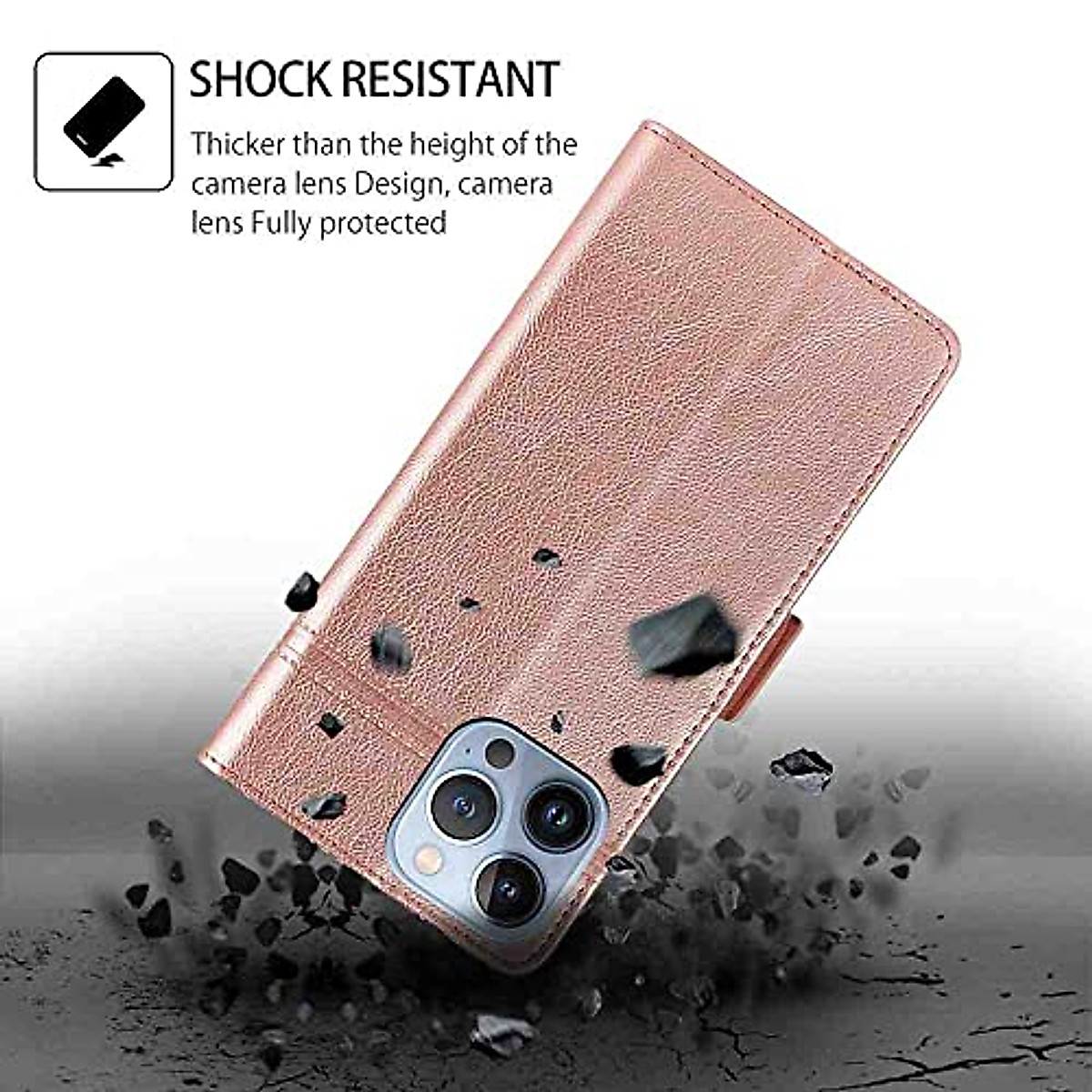 CyrGuard Phone Cover Wallet Folio Case for Oppo Reno 2, Premium PU Leather Slim Fit Cover for Reno 2, 1 Photo Frame Slot, Friendly Fit, Golden