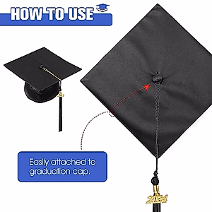 Grevosea 2 Pieces Graduation Tassel 2024 Graduation Tassel Graduation Party Decorations Graduation Cap Tassel with The 2024 Year Gold Charms for 2024 Graduation Ceremonies (Black)