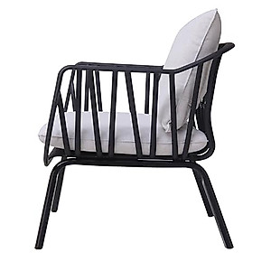 Christopher Knight Home Outdoor Club Chair, Arm Chairs with Cushions, Modern Patio Basket Bucket Seating, Black Basket Weave Chair Sets for Poolside Patio, Plastic Club Chairs Set of 2, Grey