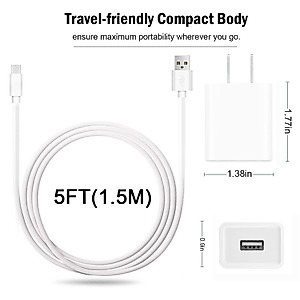 Replacement Charger Adapter Micro USB Charging Cord Cable for Simplehuman 5 inch & 8 inch Round Sensor Makeup Mirror (5FT)