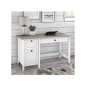 Bush Furniture Mayfield Computer Desk with Drawers, 54W, Pure White and Shiplap Gray