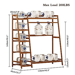ZZBIQS Bamboo Clothing Rack with Shelves Ladder Clothes Hanger Rack Heavy Duty Freestanding Coat Closet Garment Rack for Hanging Clothes /Folding Clothes/Shoes, 43.3" L x 15.7" W x55.1 H