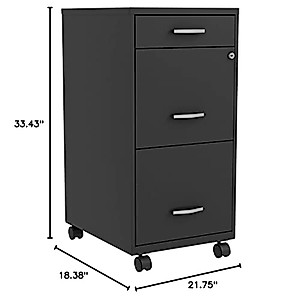 Lorell SOHO File Cabinet, 14.3" x 18" x 29.5", Black