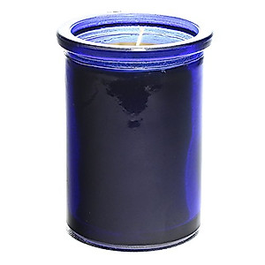 Bluecorn Beeswax 100% Raw Beeswax Candle in 50% Recycled Glass (2¾-Inch Dia. x 3¾-Inch Tall) 35 Hour Burn Time (1, Cobalt)