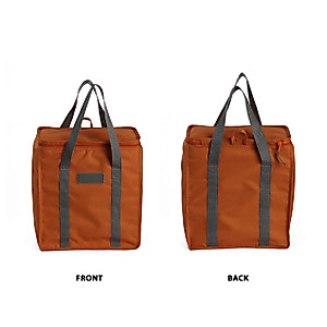 Earthwise Reusable Insulated Grocery Bags Heavy Duty Nylon Thermal Cooler Tote Waterproof with ZipperClosure Keeps food Hot or Cold (2 Pack) (Orange)