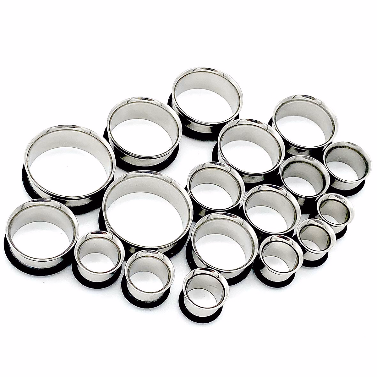HEKEUOR 00G 7/16” 1/2” 9/16” 5/8” 11/16” 13/16” 7/8” 1” Ear Gauge Stretching Kit Stainless Steel Tapers and Plugs Set