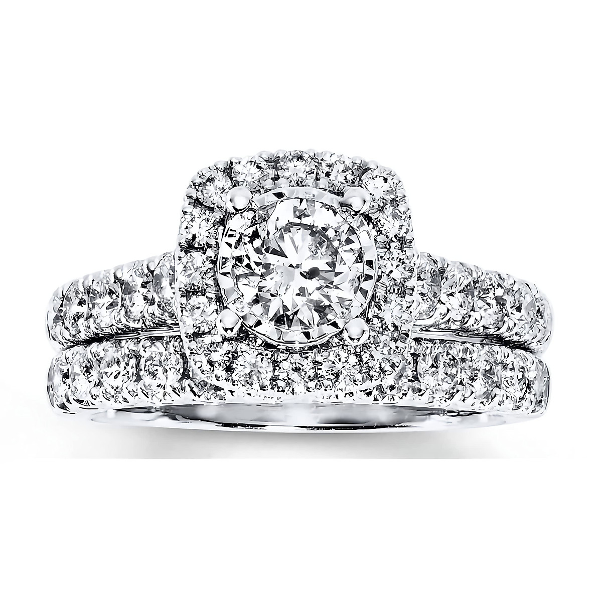 Bridal Set 1-5/8 CT TW Round-Cut Moissanite Engagement Ring for Women 18k White Gold Yellow Gold Rose Gold Free Engraving Size 8