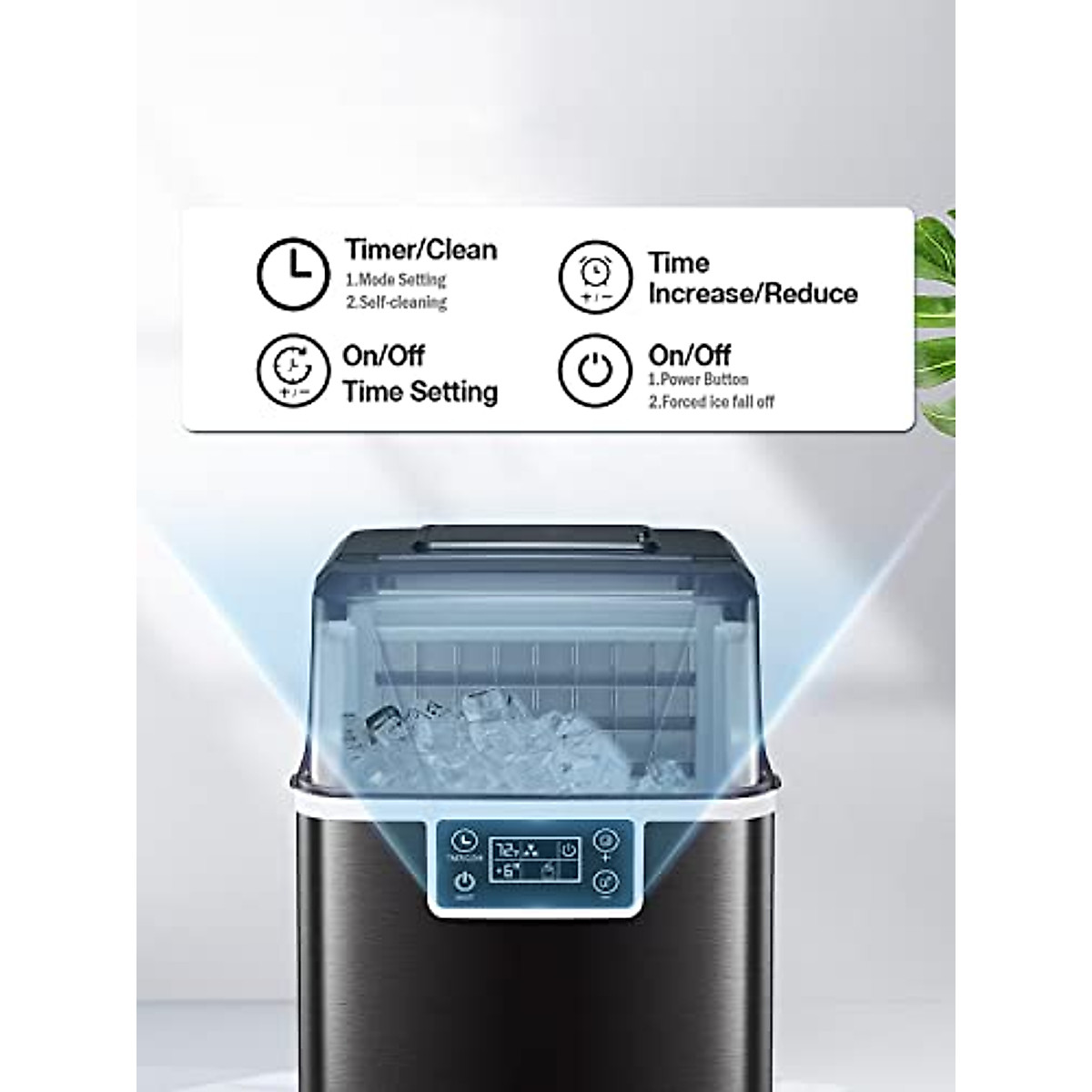 Kndko Ice Makers Countertop, 2,000 pcs/45 lbs/Day,2 Way Filling,Self-Cleaning,6 Gears Ice Size Control,24H Timer, ice Machine Maker countertop for Home Outdoor RV