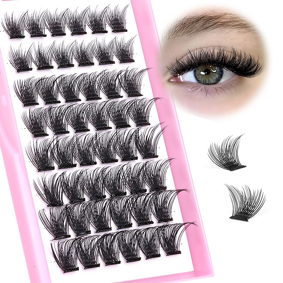 Self Adhesive Eyelashes Lash Clusters DIY Eyelash Extensions 48pcs Self Adhesive Individual Lash Extensions CD Curl Eyelash Clusters Lashes