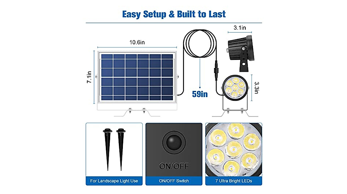 APONUO Solar Flag Pole Light - Powerful Dusk to Dawn Outdoor Lighting