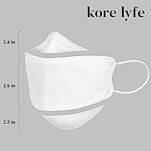 [10 PCS] 25% LARGER KF94 Face Mask - X-LARGE WHITE - [Made in Korea] - In 5 PCS Reclosable Package - Breathable Premium Quality - [Package in English]