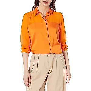 Karl Lagerfeld Paris Women's Sport Blouse, Ginger, Large