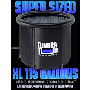TUNDRA TUB XL Cold Plunge - 115 Gallon Ice Bath for Athletes & Recovery | Cold Therapy Pod includes Cover, Travel Bag, Ice Pack, Pump, Thermometer & Beanie | Recover & Boost Energy | USA Based (TTXL1)