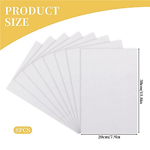 8PCS Felt Sheets for Crafts 2mm Thick White Stiff Felt 8"x12" Hard Large Thin Felt Fabric DIY Projects Supplies for DIY Hobby Sewing Crafting Cushion Decoration Gift Wrapping