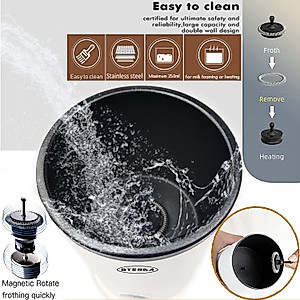 Milk Frother,Automatic Milk Warmer,8.11oz/300ml Electric Milk Steamer,Hot/Cold Stainless Steel Milk Frother,Milk Foam Maker with LED Touch Screen for Coffee/Hot Chocolate/Latte/Cappuccinos (SWT)