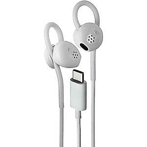 UrbanX USB-C Wired Digital Earbud Headset Compatible with Google Pixel Phones and All Other Type C Audio Jack Phones – White