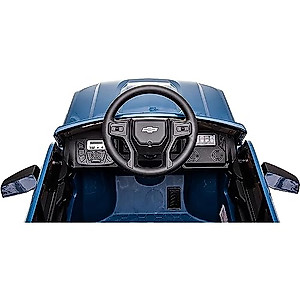 Dakott Chevy Silverado Z71 Trail Boss Monster Truck Four Powerful Motors 12V 4x4 Big Wheels Ride On Monster Truck for Kids, Large, Blue