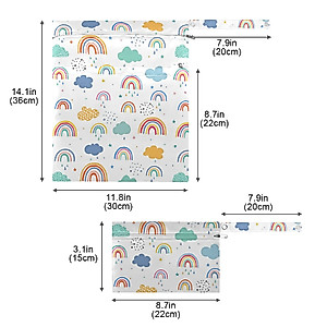 JXDXHCW Waterproof Wet Bag 2 Pack Cute Cartoon Rainbow Pattern Cloth Diaper Bag Travel Swimsuit Pool Gym Clothes Cosmetic 2 Zipper Pockets Dry Wet Pouch Set