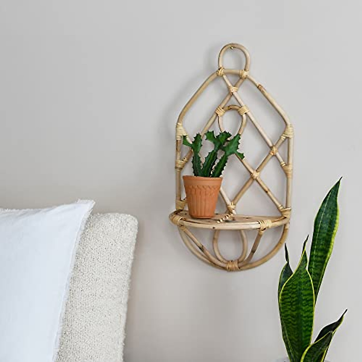 Main + Mesa Decorative Woven Rattan Wall Shelf, Natural