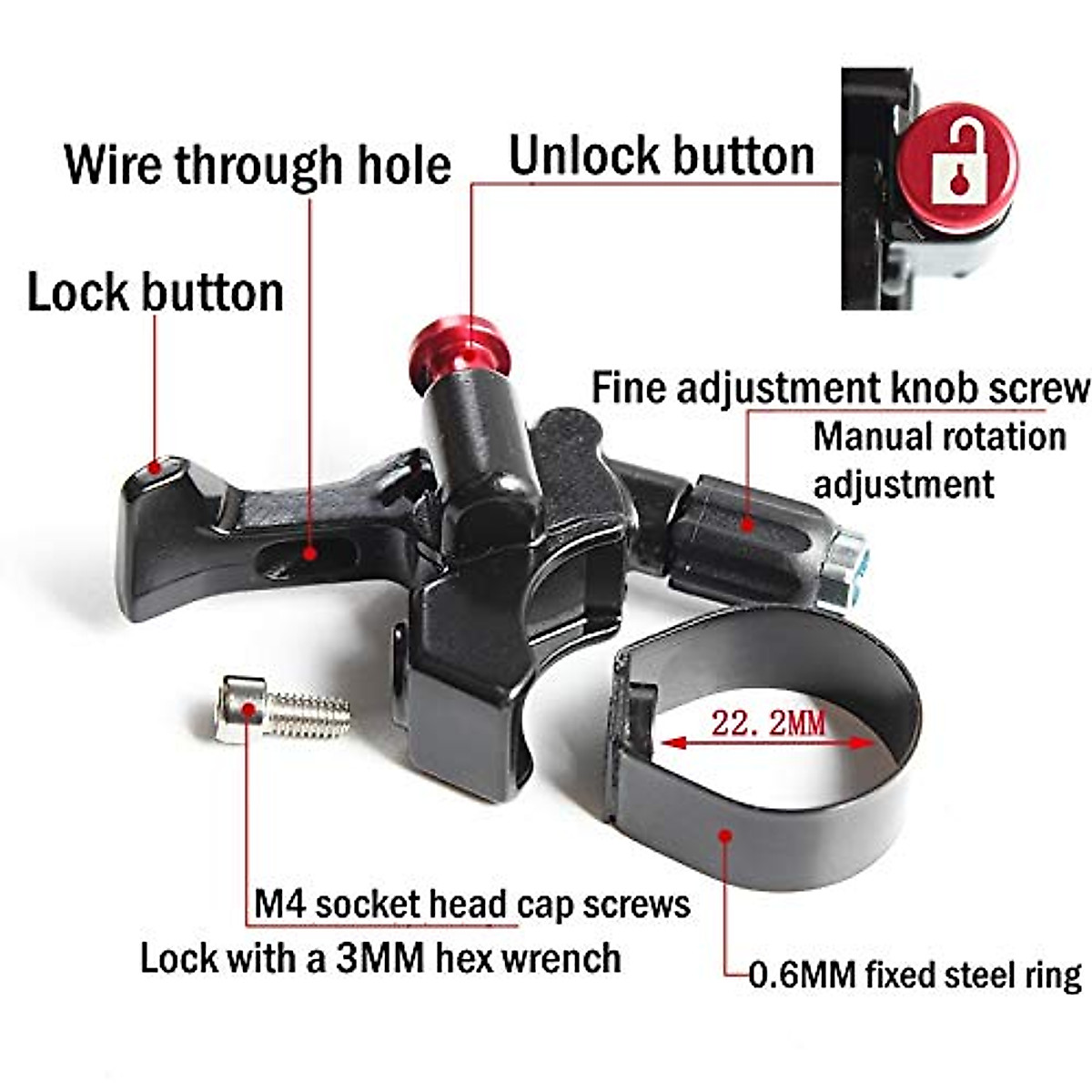 BESNIN Bike Remote Lockout Lever, Aluminum Alloy Mountain Bicycle Fork Lock Control Parts,MTB Accessories Lever Handlebar for Road Bike with Cable Wire