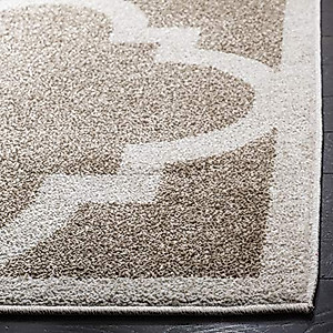 SAFAVIEH Amherst Collection 7' Square Wheat / Beige AMT423S Moroccan Trellis Non-Shedding Living Room Bedroom Dining Home Office Area Rug