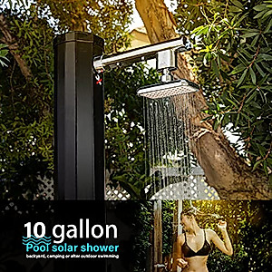 XtremepowerUS 75029-V Outdoor Shower Head Solar Heated Poolside Beach Pool Spa, Black (10 Gallons Capacity)