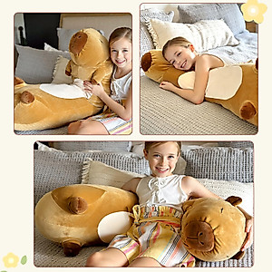 Tezituor Long Capybara Plush Body Pillow, 39.5” Cute Capybara Stuffed Animal Soft Sleeping Throw Pillow Plush Toy Pillow Birthday Christmas for Kids Girlfriends