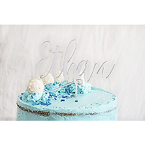 Name Birthday Cake Topper | Custom Cake Topper Personalized | Gold, Silver, Rose Gold, & Wood Cake Topper