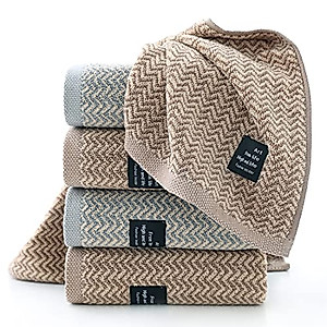 Pidada Hand Towels Set of 2 Wave Striped Pattern 100% Cotton Soft Absorbent Decorative Towel for Bathroom 13.4 x 29.1 Inch (Grey)