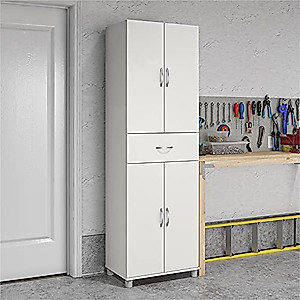 Pemberly Row Transitional Storage Cabinet with Drawer in White
